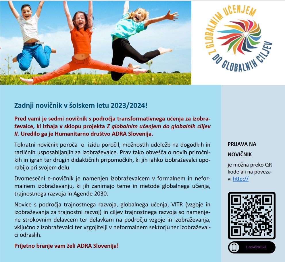 Izšel je sedmi novičnik s področja globalnega učenja za izobraževalce ...